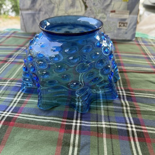 Blue Glass Handkerchief Gas Oil Lamp Shade Coin Dot Ruffle | eBay