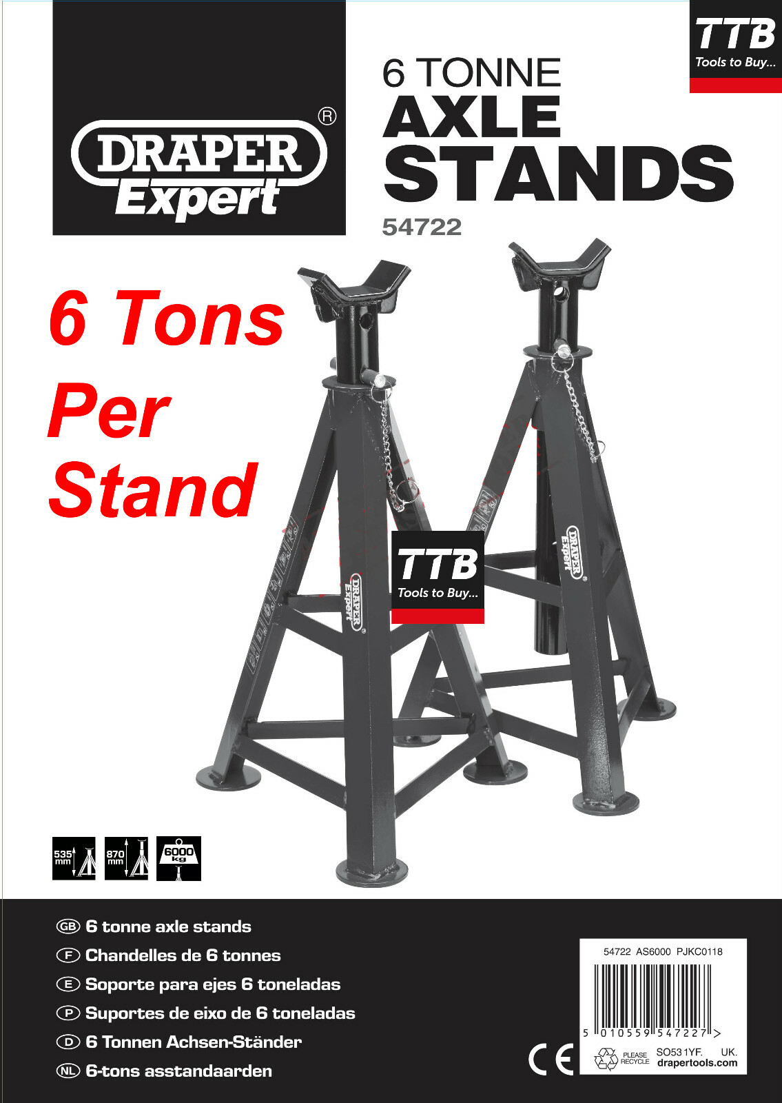 Draper AS6000 Expert 6 Tonne Axle Stands - 1 Pair for sale online | eBay