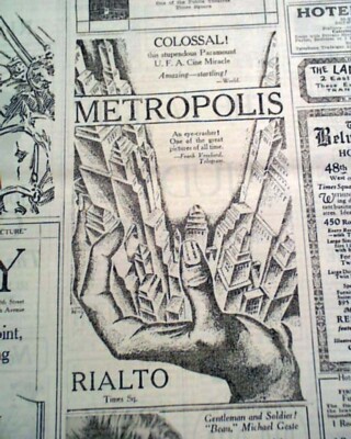 Very 1ST Sci-FiI Science Fiction Movie 1927 Metropolis Opening Day Ad ...