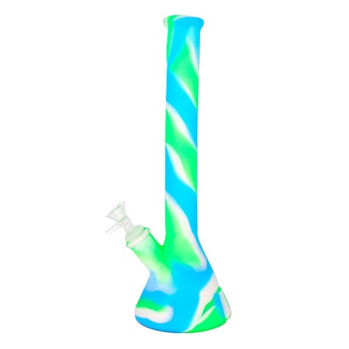 12" Mint Sky Blue Beaker Silicone Glass Bong 14mm Tobacco Water Pipe ...