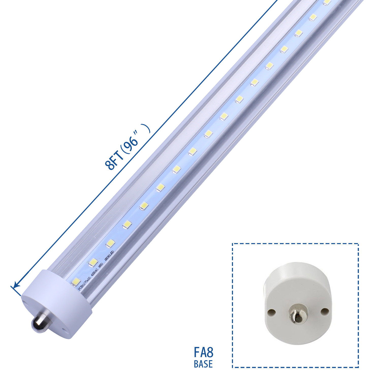 8FT FA8 45W Single Pin LED Tube Light 8 Foot Shop Light Fluorescent T8 ...