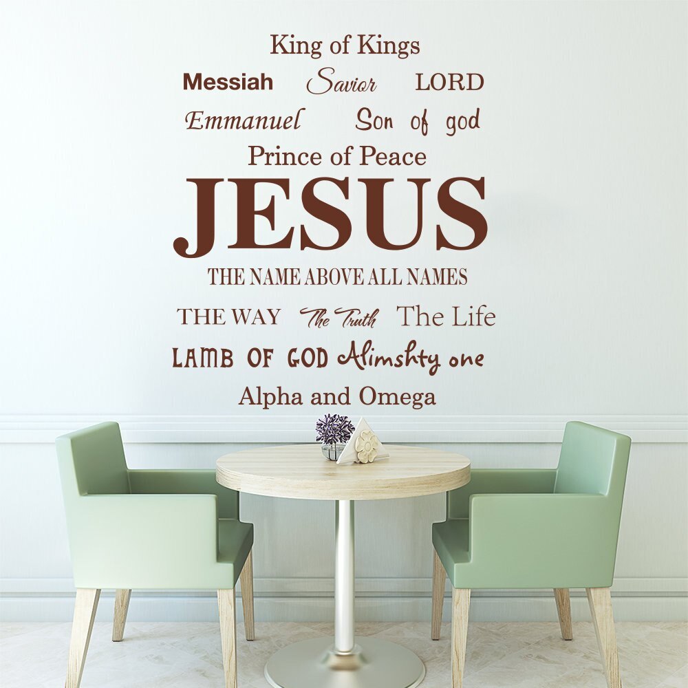 Modern Jesus Name Messiah God Words Wall Sticker Bedroom Jesus Lord ...