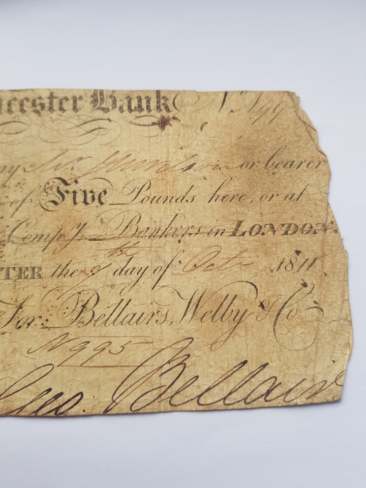 ORIGINAL LEICESTER BANK £5 NOTE / CHEQUE DATED 1811 | eBay UK