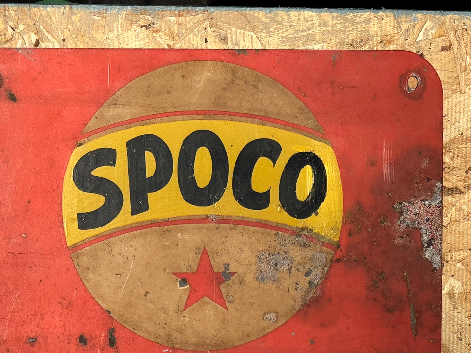 Vintage SPOCO Premium Gasoline Pump Metal Sign Gas I Think was a Crown ...