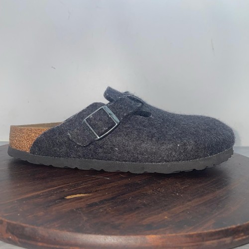 Birkenstock Boston Gray Wool Clogs Mule Slip On Sandals Shoes Women's ...