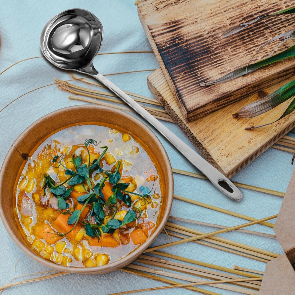 2 Count Double Mouth Spoon Stainless Steel Ladle with Pour Spout Soup ...