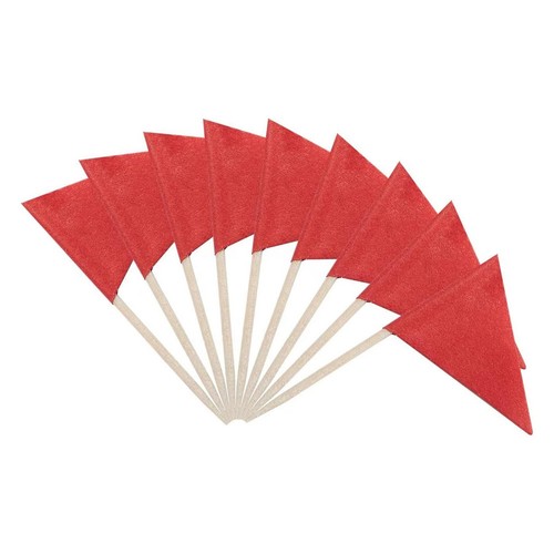 100 Pcs Solid Red Toothpick Flags Small Plain Red Color Stick ...