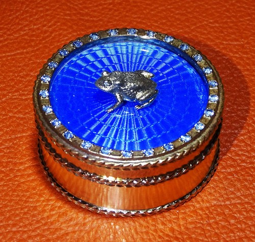Box 925 Silver Gemstones 2 Carat Guilloche Blue Enamel Diamonds ...