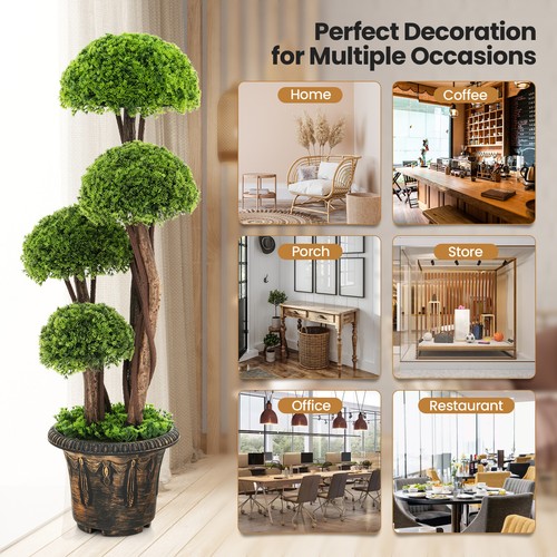 3FT Artificial Tree w/ Abundant Leaves & Realistic Trunks Indoor ...