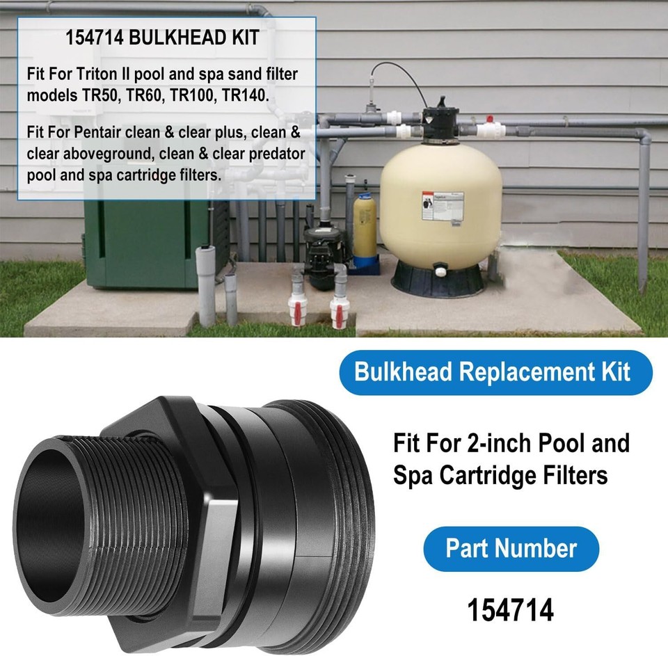 Bulkhead Kit 2-Inch Fitting Union for Triton II Pool Spa Sand Cartridge ...