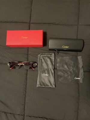 Cartier Sunglasses Black Buffalo Horns Buffs Glasses Black Lens Unisex ...