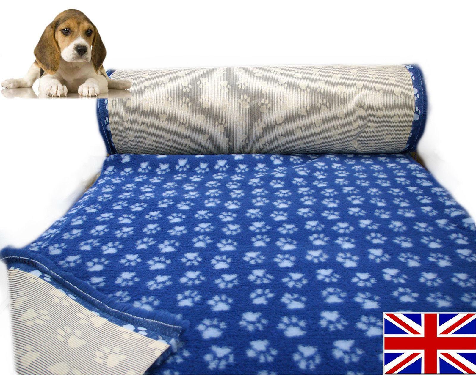 Blue with Paws Vet Bedding NON-SLIP ROLL WHELPING FLEECE DOG PUPPY PRO ...