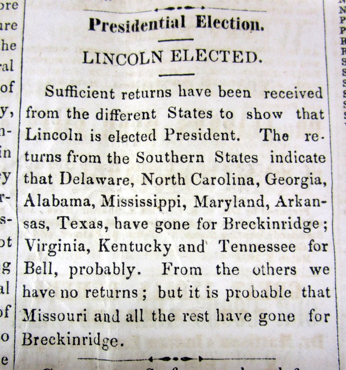 Abraham Lincoln Elected As President