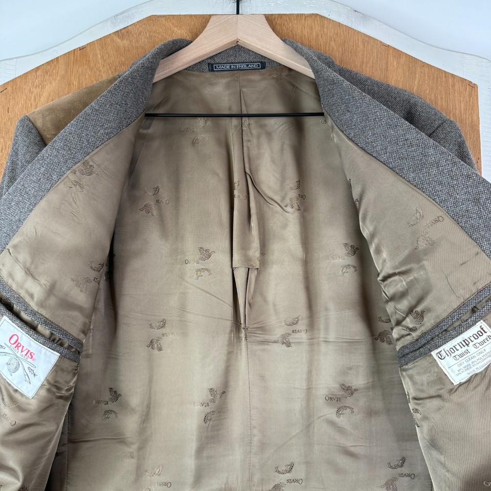 Orvis Sport Coat Mens 48L Brown Tweed 2 Button Jacket Wool Thornproof ...