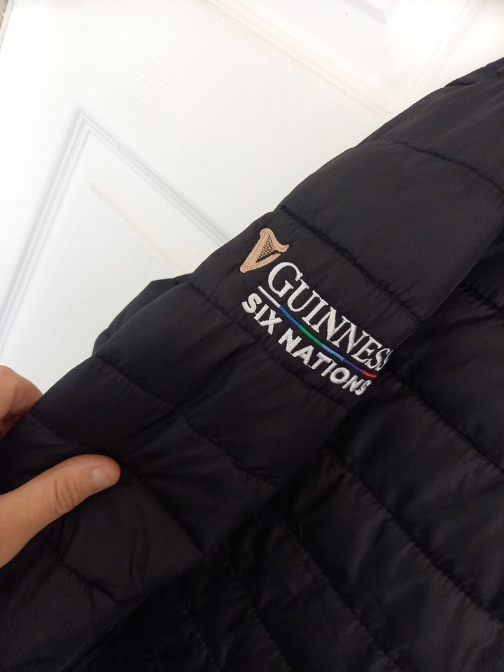 Guinness 6 NATIONS RUGBY IRELAND Jacket Black Men's Puffer RAIN Coat ...