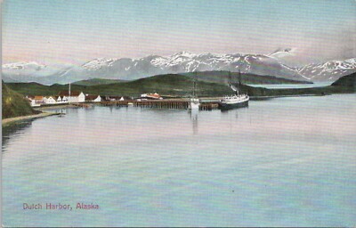 Lithograph -- Dutch Harbor Alaska Panoramic Town View AYPE Exposition ...