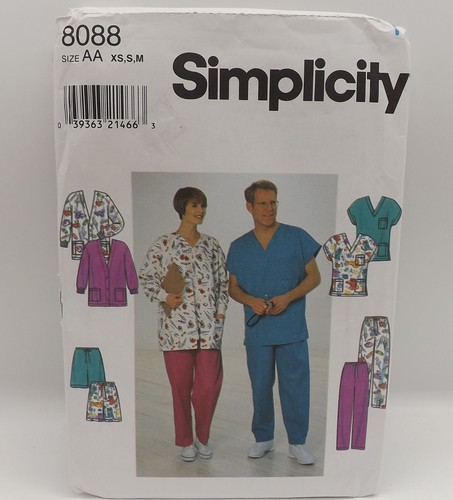 Simplicity 8088 Medical Scrubs Jacket Pants Sewing Pattern Chest size ...