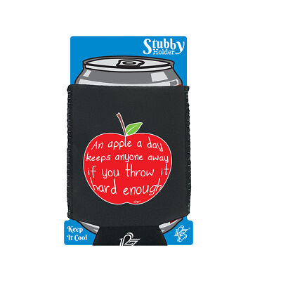 An Apple A Day Keeps Anyone Away - Novelty Funny Gift Stubby Holder ...