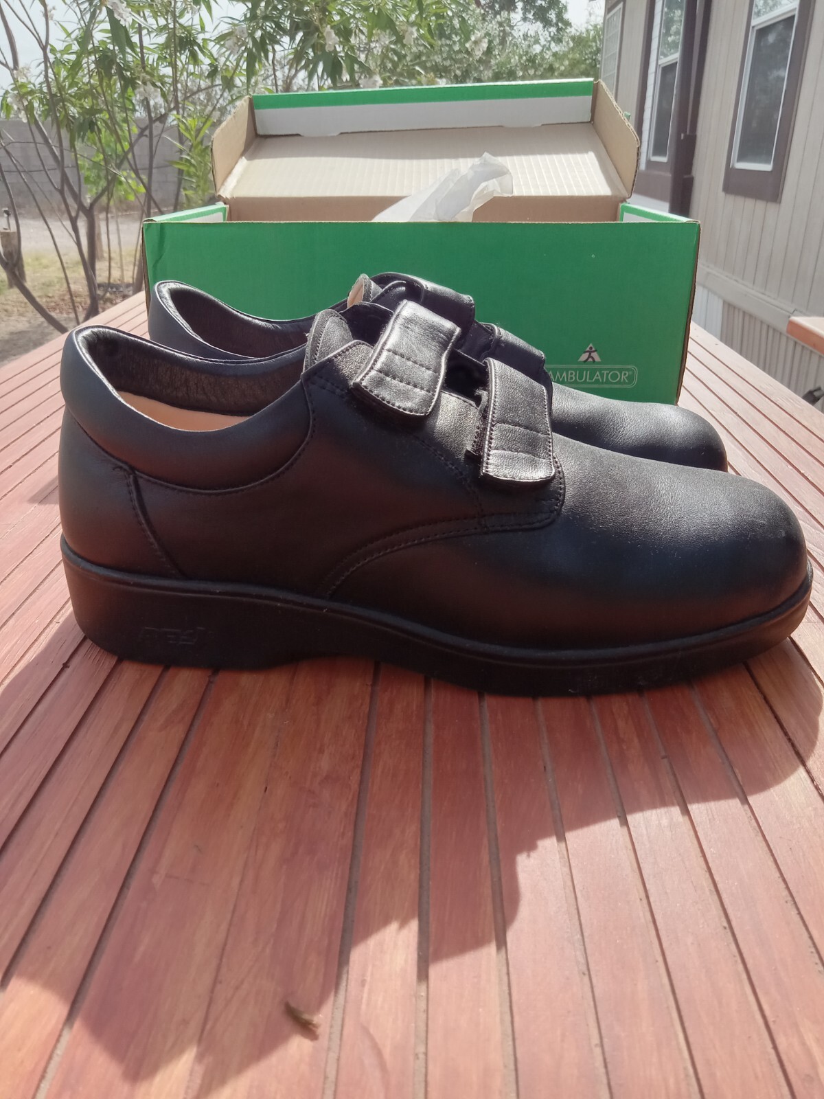 Apex Ambulator Double Strap Diabetic Walking Shoes Black Leather Men's ...