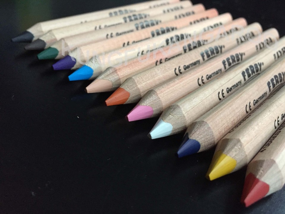 3 x LYRA FERBY CHUNKY TRIANGULAR JUMBO PENCILS & 12 PENCIL CRAYONS KIDS ...
