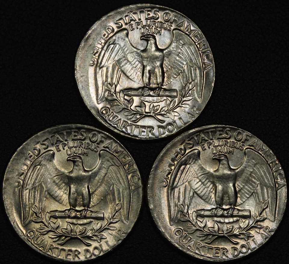 Lot of 3x BROADSTRUCK Mint Error 1965 George Washington Quarters 25C ...