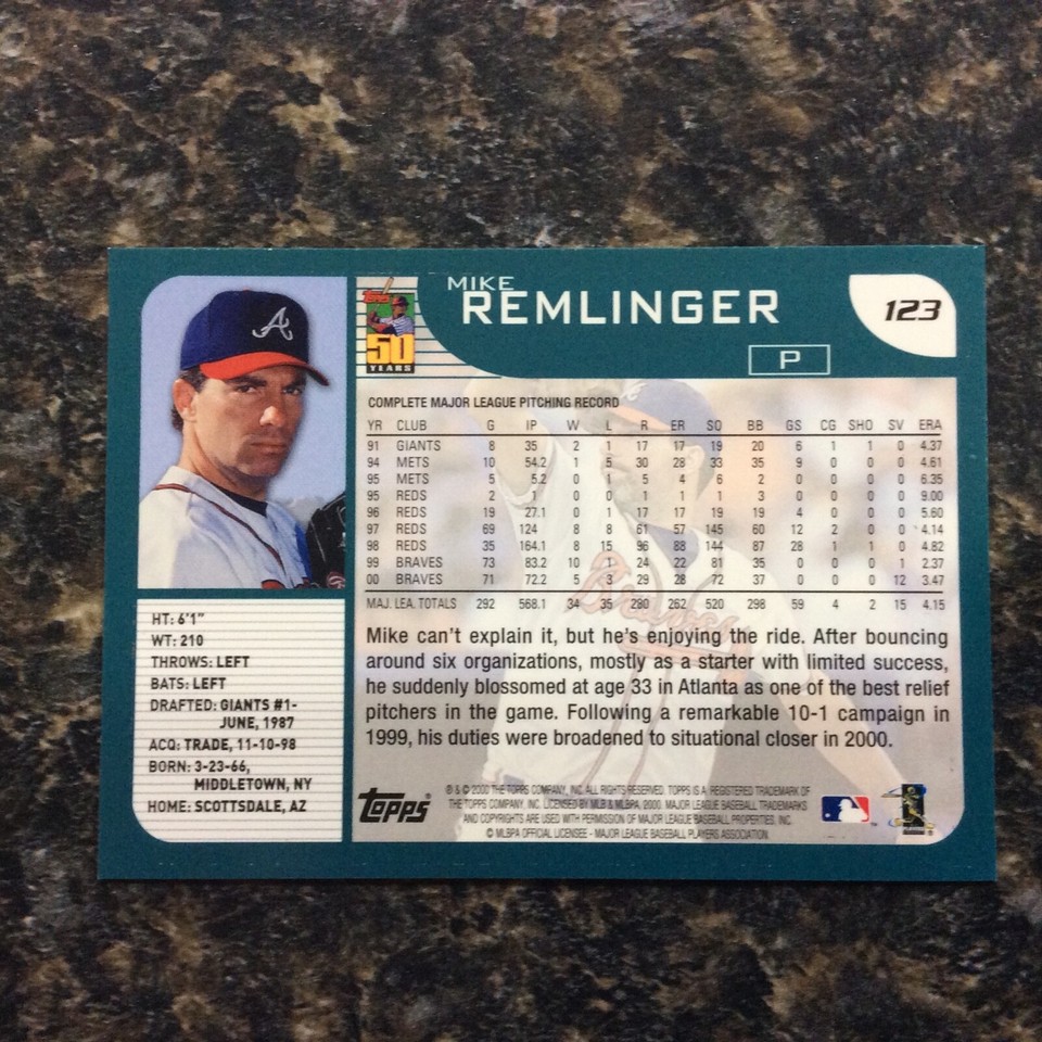 2001 Topps Baseball #123 Mike Remlinger Atlanta Braves | eBay