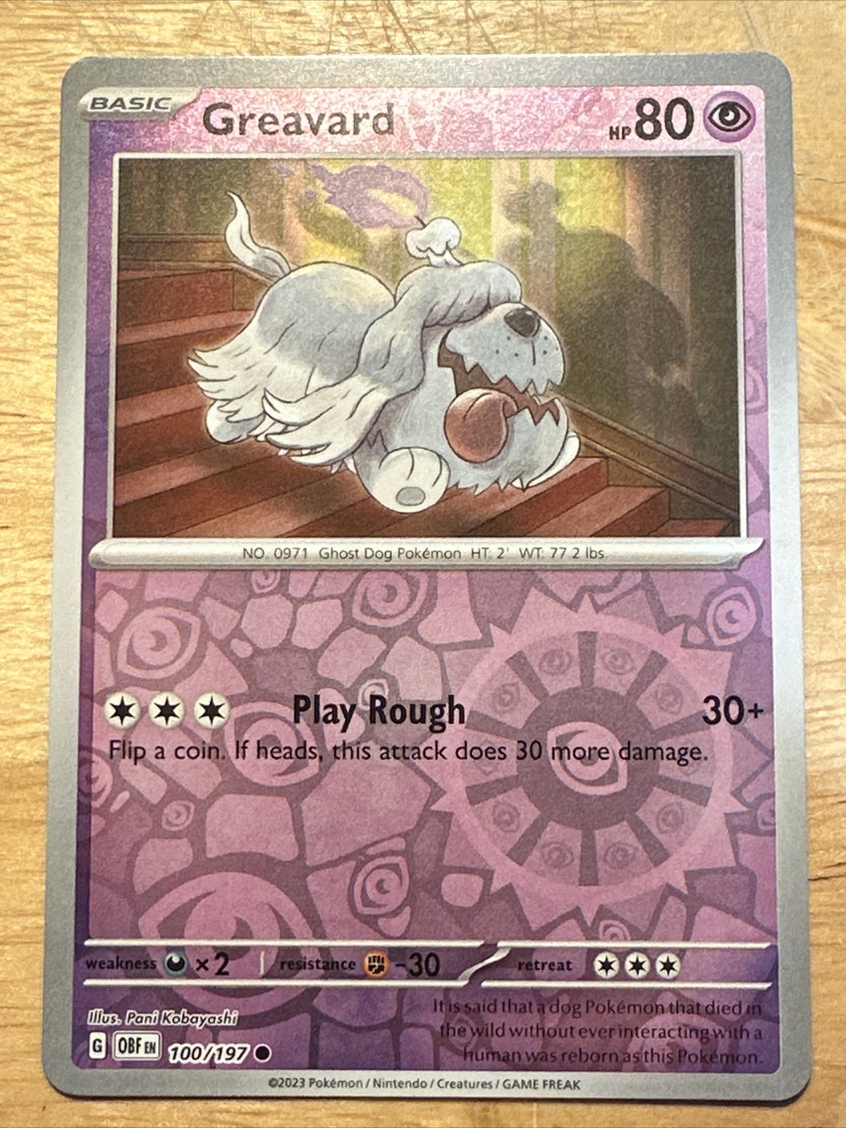 Greavard - 100/197 - Reverse Holo - Obsidian Flames - NM/M - Pokemon ...