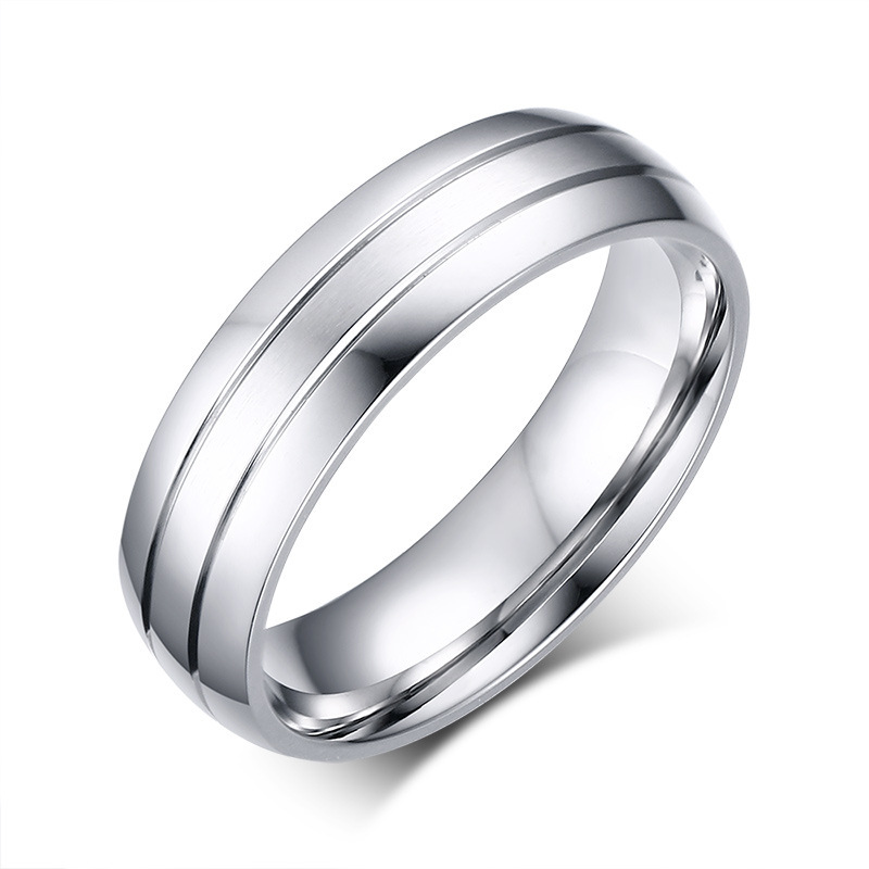 6mm Titanium Steel CZ Gift Band Men Women's Party Wedding Couple Rings ...