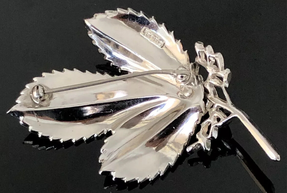 Trifari Crown Logo FLOWER Pin SILVER TONE SIGNED V… - Gem