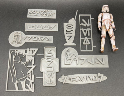 CUSTOM STAR WARS AUREBESH SIGN GREEBLE LOT FOR 3.75" GI JOE FIGURE ...