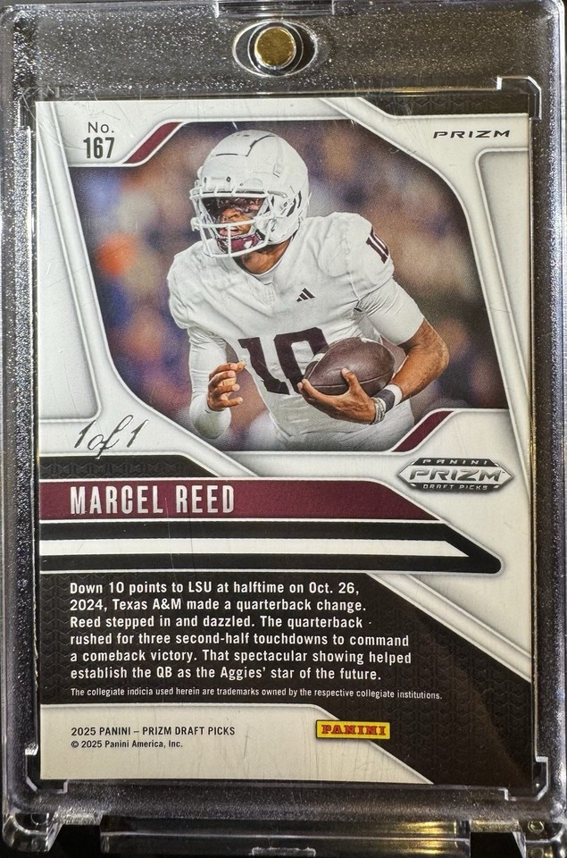 Panini Prizm Draft Picks Gold 1/1 Marcel Reed Rated Prospect Texas A&M ...