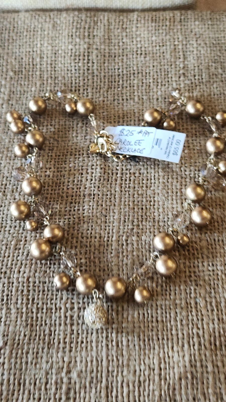 Carolee Signed Goldtone Necklace With Fsux Pearls,glass Beads ...