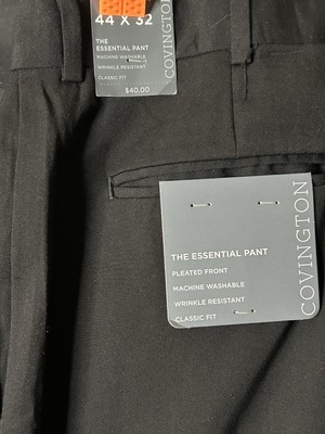 Men's NWT Covington Classic Fit Pleated Cuffed Dress Pants Grey Size 44 ...