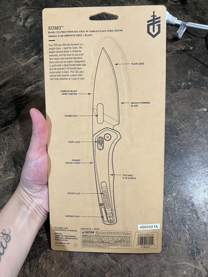 Gerber Sumo Folding Knife 31-003927 Blade Layered G-10 Handle Axis ...