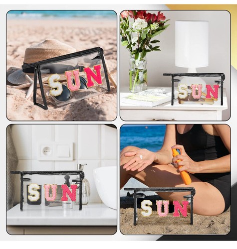 Preppy Patch SUN Varsity Letter Cosmetic Toiletry Bag Transparent PVC ...