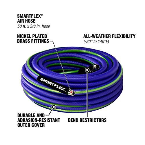 Legacy HSF3850BL2 3/8" X 50 FT SmartFlex Hi-tec Polymer Blend Air Hose ...