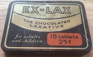 Vintage Ex-Lax The Chocolated Laxative Tin, Black Gold 18 Tablets ...