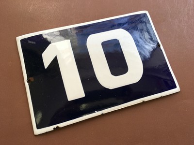 ANTIQUE VINTAGE EUROPEAN ENAMEL SIGN HOUSE NUMBER 10 DOOR GATE SIGN ...