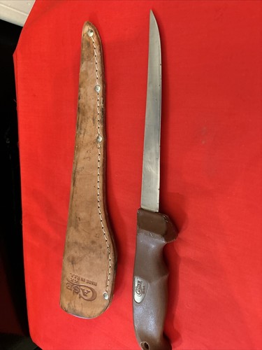Case XX 9" Fillet Knife w/ Leather Sheath USA Made Fishing Filleting ...