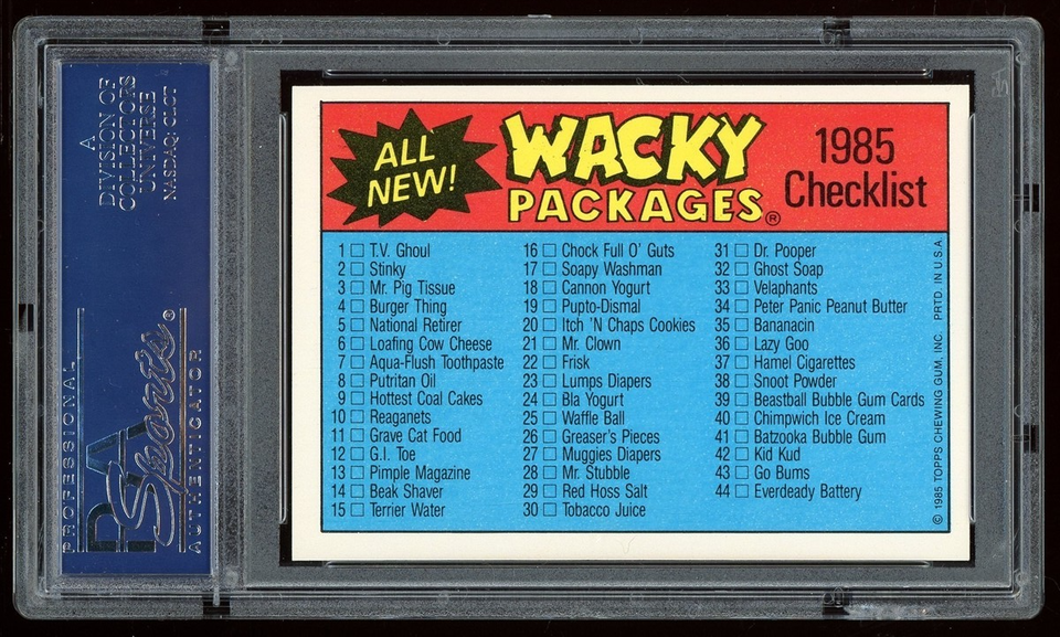 1985 Topps Wacky Packages Sticker All New #25 Waffle Ball PSA 9 | eBay