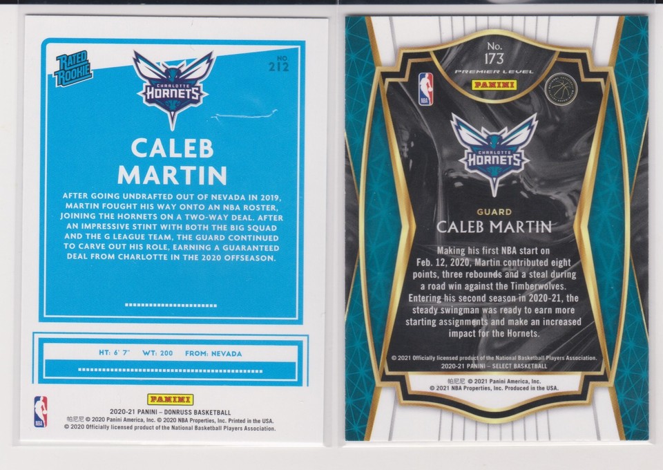 Caleb Martin 2020-21 Panini Select Blue Premier Level RC & Donruss ...