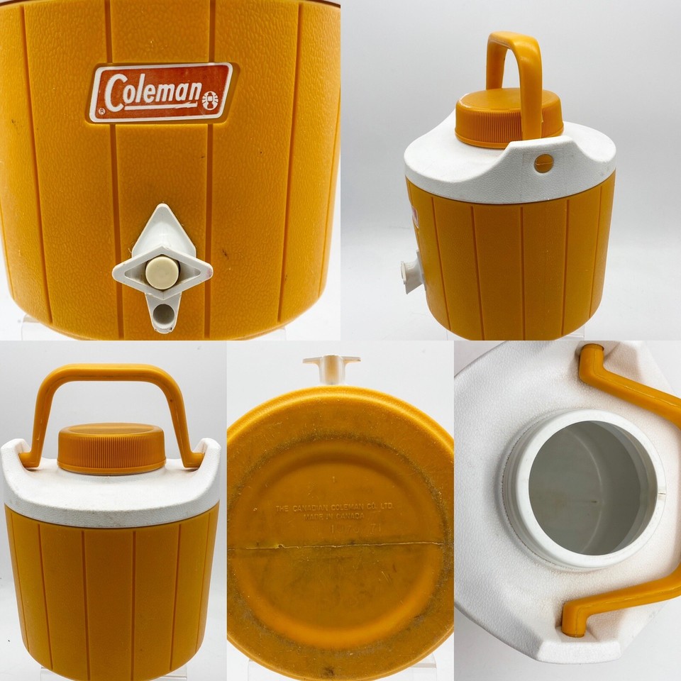 Vintage Coleman Poly Lite Orange & White Camping Cooler 1 Gallon Water ...