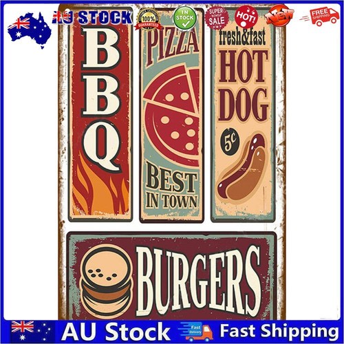 BBQ Plate Metal Tin Sign Retro Plaque for Bar Pub Club Cafe Decorations ...