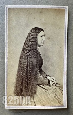 Woman with Long Hair in Profile, 1860s CDV Photo Baldwinsville New York ...