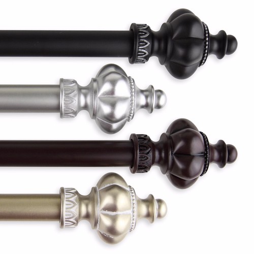 Athena 1" Curtain Rod Adjustable Drapery Rod 28-240" (5 sizes, 4 colors ...