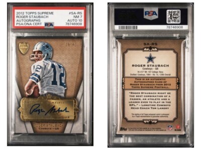 🔥 2012 Topps Supreme Roger Staubach Auto Autographed Blue /49 SA-RS ...