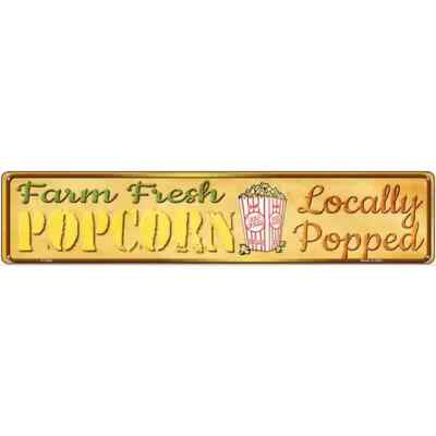 Farm Fresh Popcorn 3"x12" metal street sign plaque Home Door Garage ...