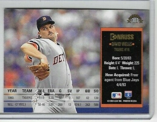 1994 Donruss #307 David Wells Detroit Tigers | eBay