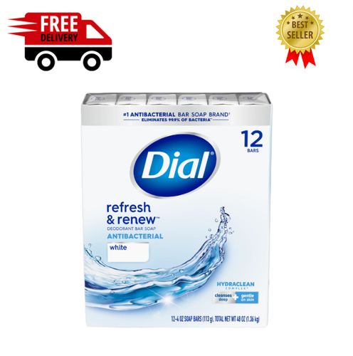 Dial Antibacterial Bar Soap, Refresh & Renew, White, 4 oz, 12 Bars | eBay