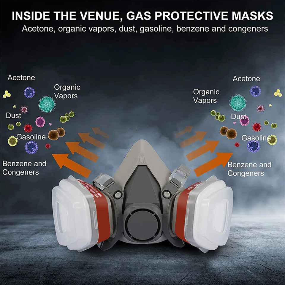 7 IN 1 Respirator Mask Face Gas Mask with Filter Chemicals Protection ...